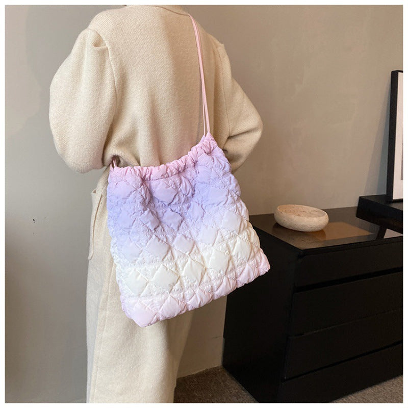 Li Ji | Original handmade leather | Korean style rhombus plaid tote ba ...